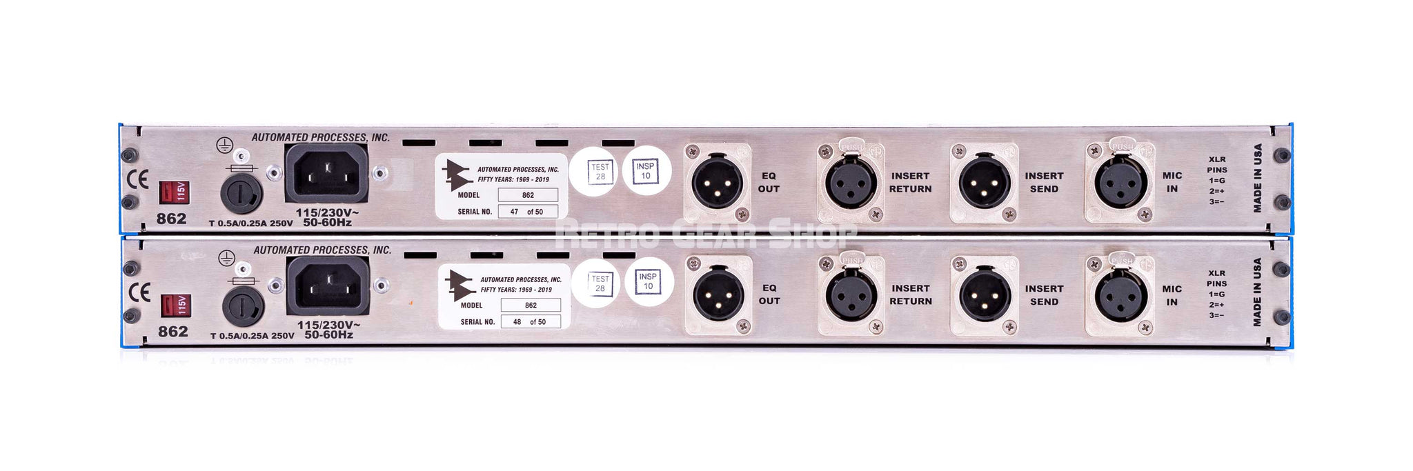 API 862 Stereo Pair 50th Anniversary Edition Mic Preamp Channel Strip ...