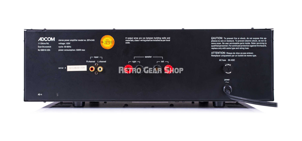 Adcom GFA 545 Stereo Power Amplifier Vintage Rare – Retro Gear Shop
