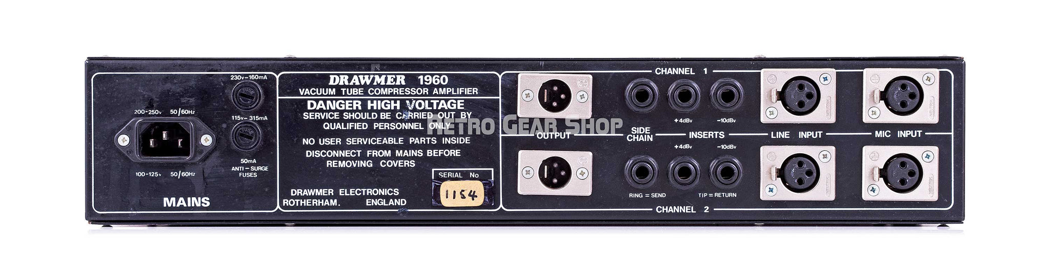 Drawmer 1960 2-Channel Compressor Amplifier Tube Mic Preamp Vintage ...