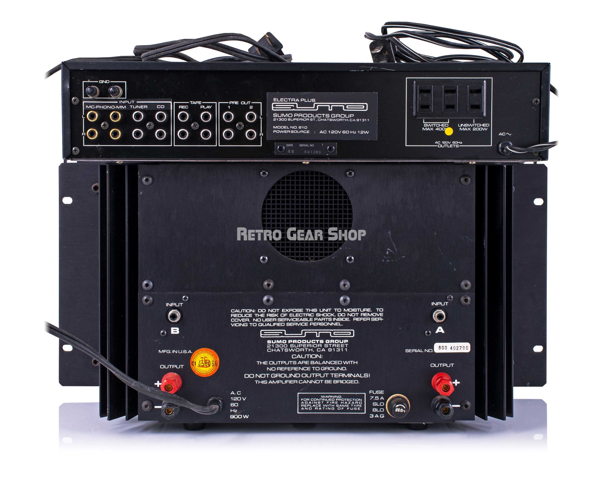 SUMO Andromeda Power Amplifier and Electra Plus Preamplifier Vintage ...