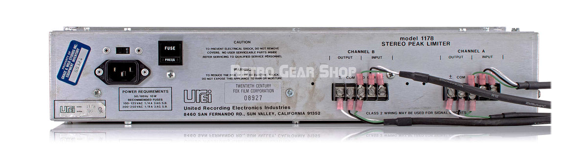Urei 1178 Stereo Dual Peak Limiter Compressor Vintage Rare – Retro Gear ...