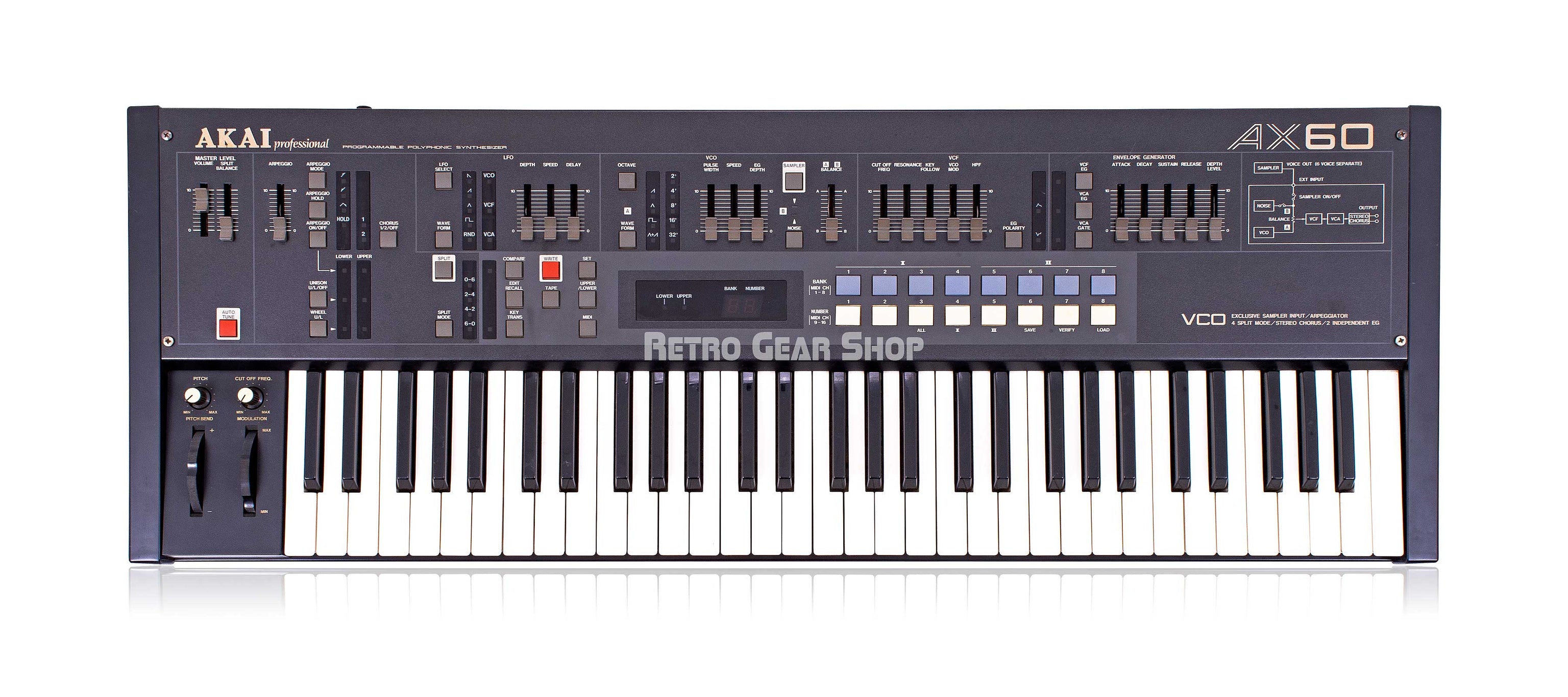 Akai AX60 Keyboard Synthesizer Programmable Six-Voice Synth Vintage ...