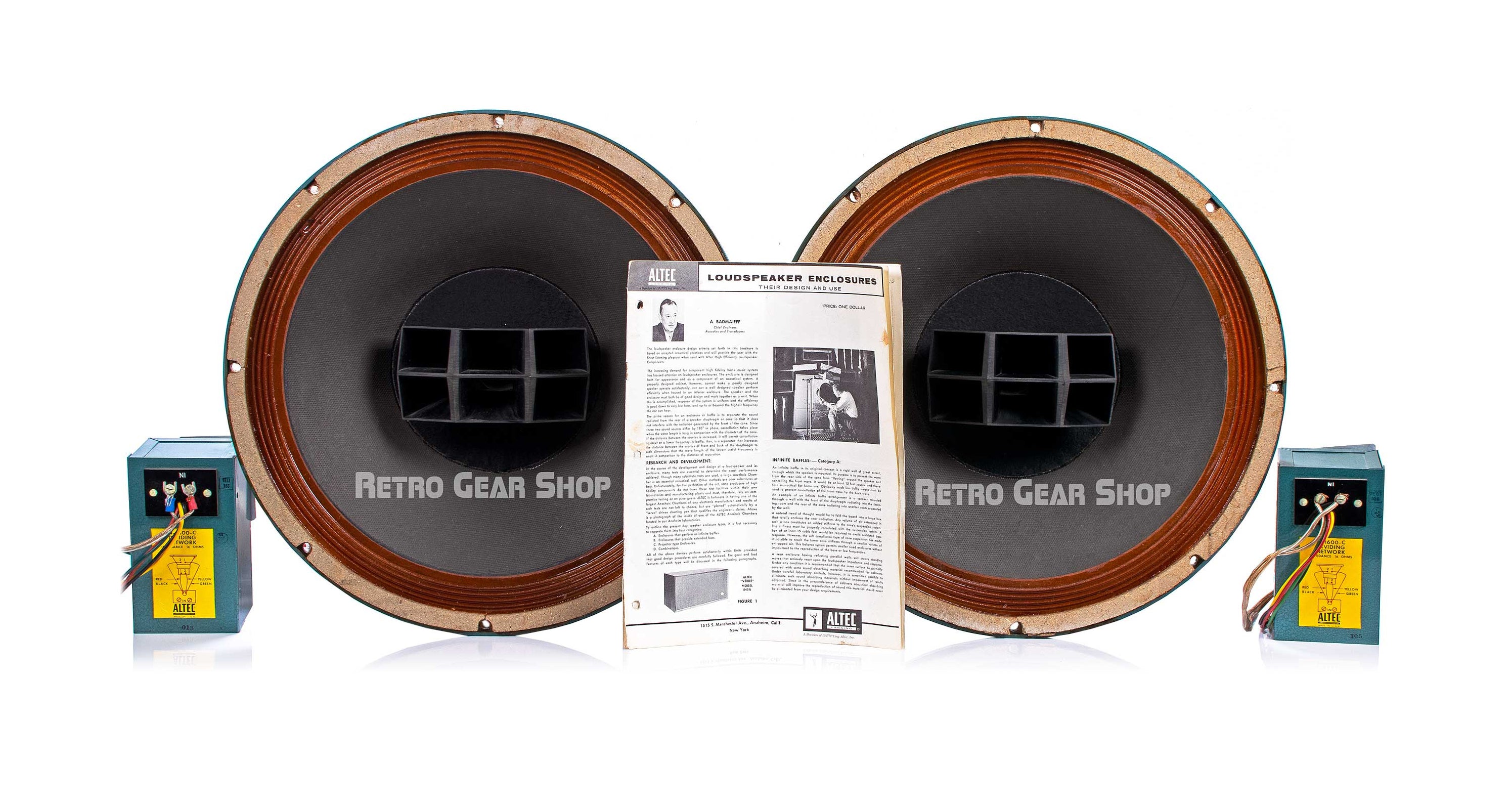 Altec 605A Duplex Loudspeaker Pair N1600-C-Dividing Network Speakers ...