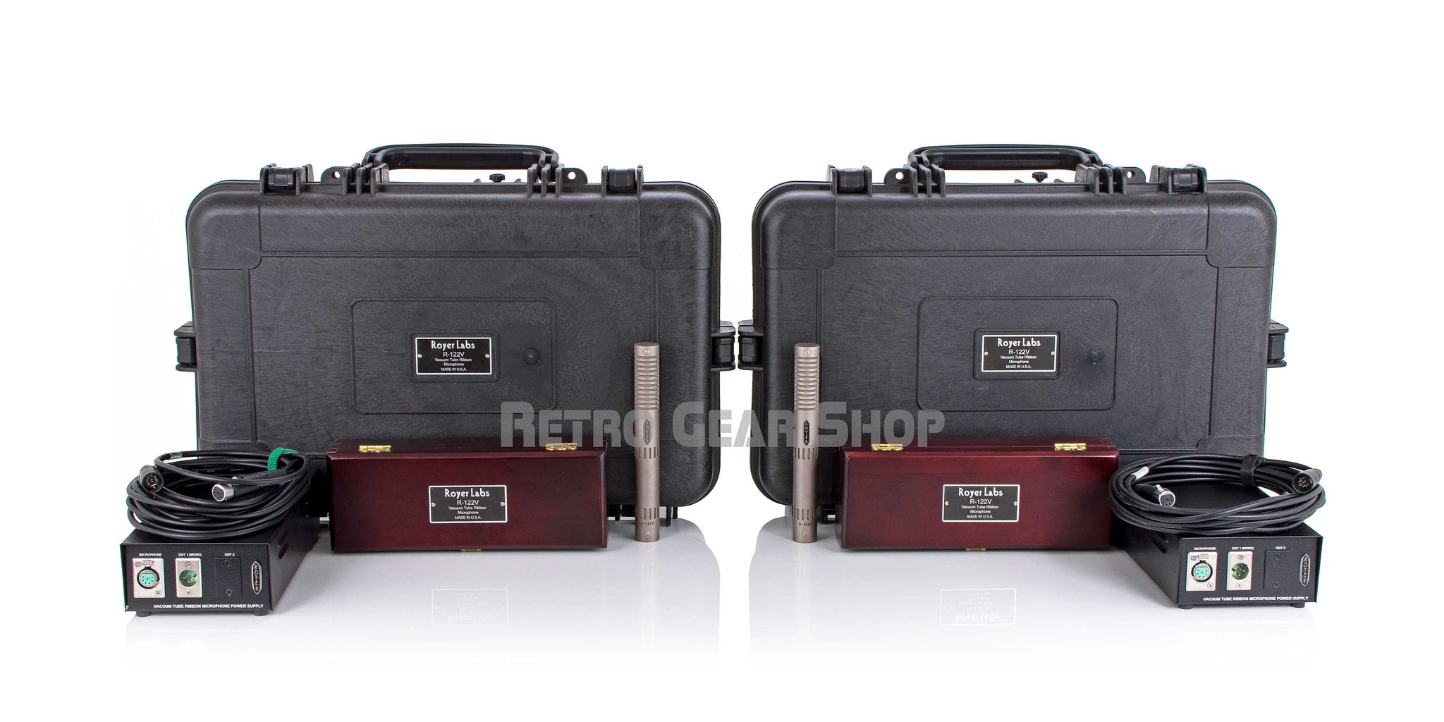 Royer Labs R-122V Tube Ribbon Microphone Sequential Pair PSU Case ...
